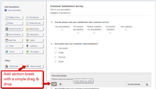 Add Sectional Breaks to Organize Your Surveys - ProProfs Learning